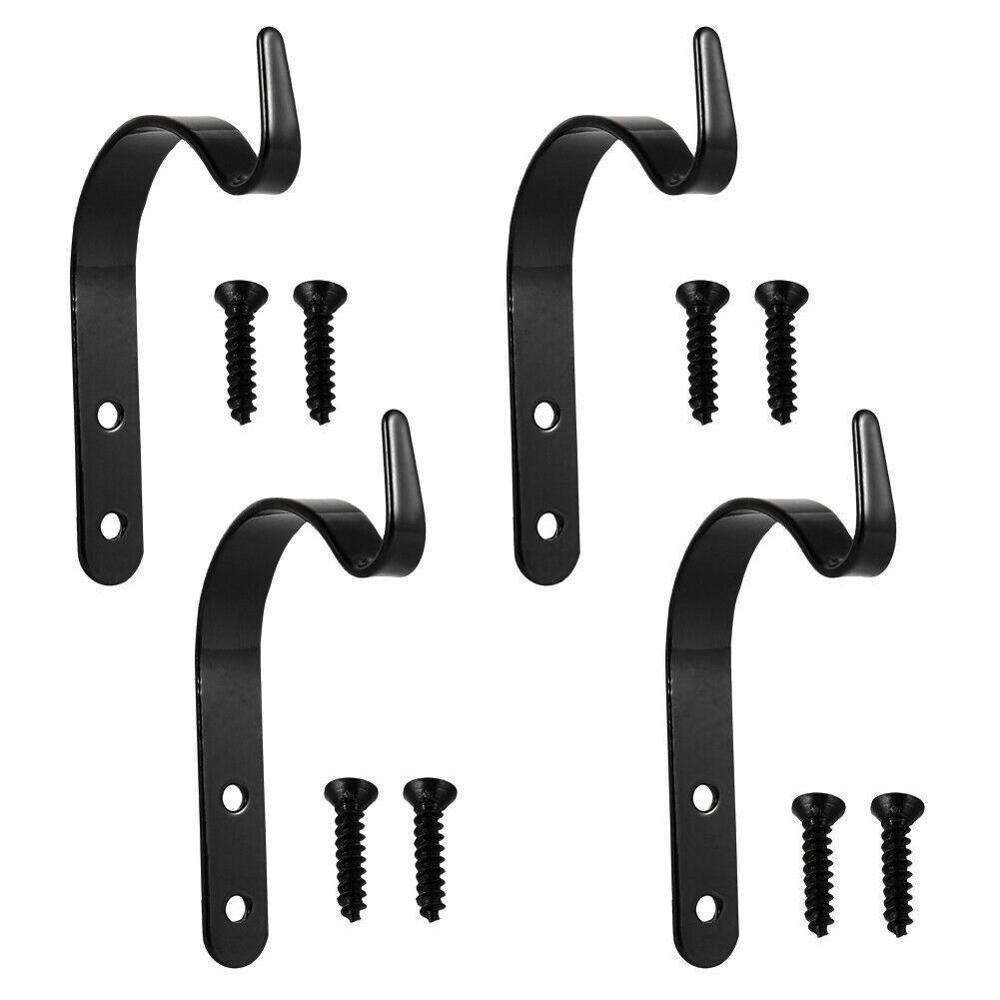 4 Sets Of Metal Hooks J-Shaped Hooks Paint Black H... – Grandado