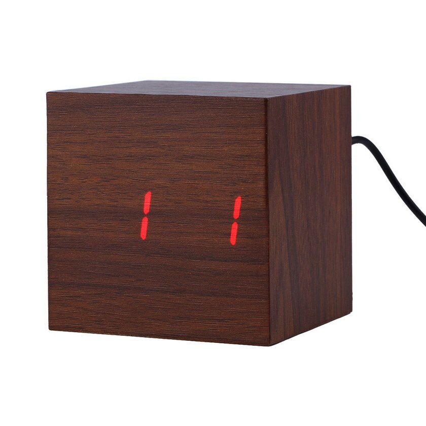 4Colors Wooden Square LED Alarm Clock Desktop Digi... – Grandado