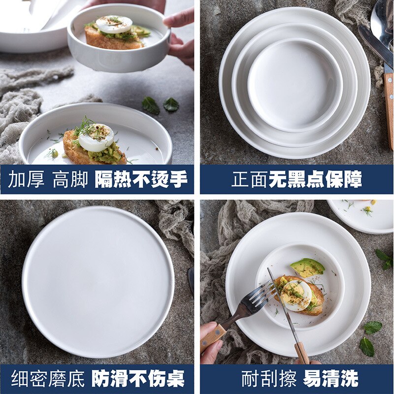 White ceramic tableware western food plate breakfa... – Grandado