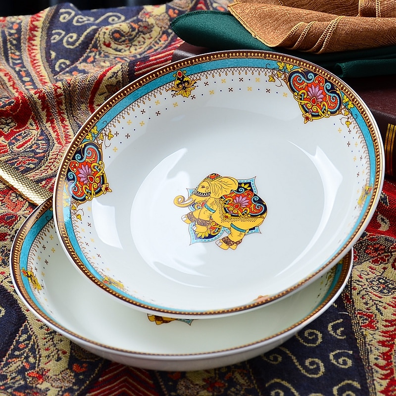 4pcs set, 8inch, fine bone china dishes set, ceram... – Grandado