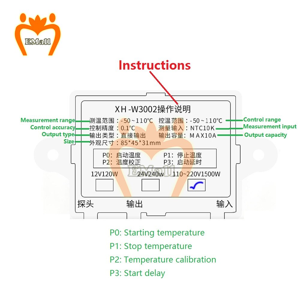 XH-W3002 W3002 Ac 110V-220V Dc 24V Dc 12V Led Digi... – Grandado
