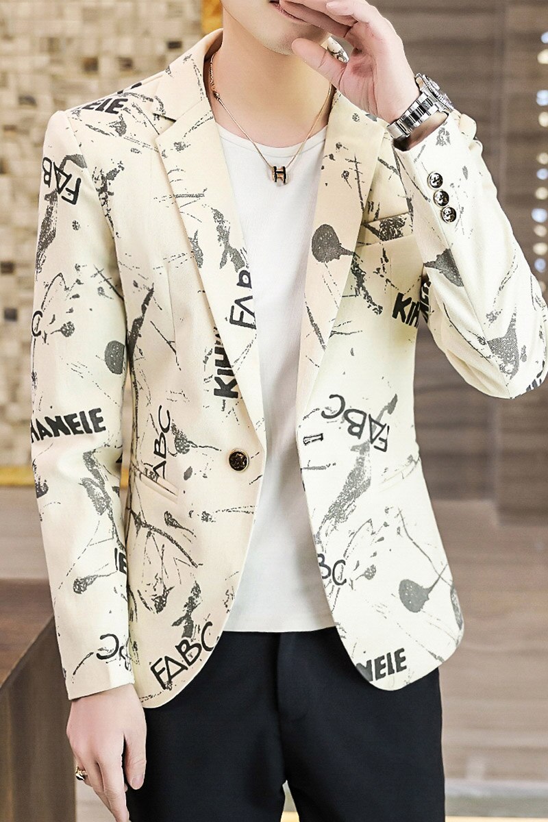 Spring Blazer Jacket Men Printed Blazer Hombre Wed... – Grandado