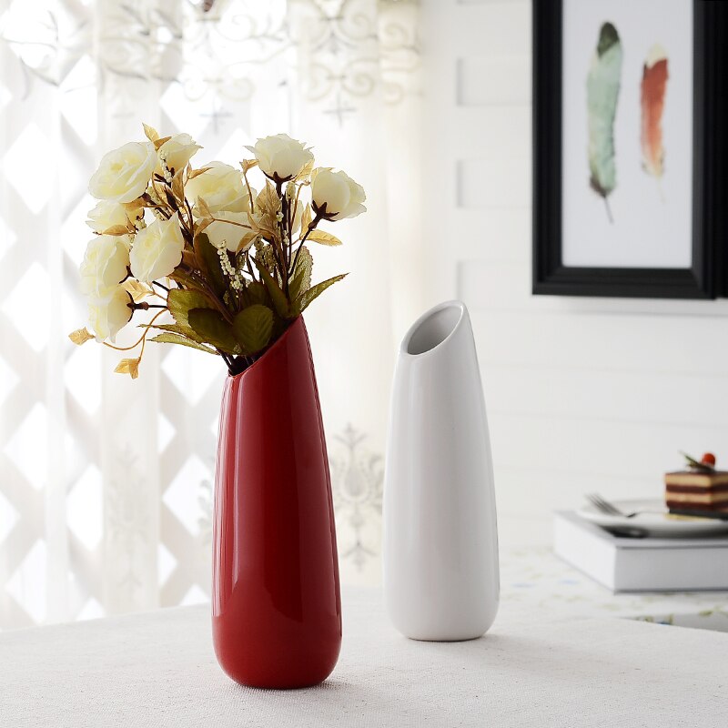 Ceramic Red Vase Simple Modern Porcelain Living Ro... – Grandado
