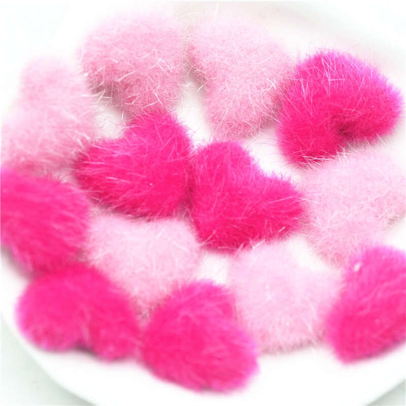 20PCS 15mm flocky heart Shape Fabric Covered Butto... – Grandado