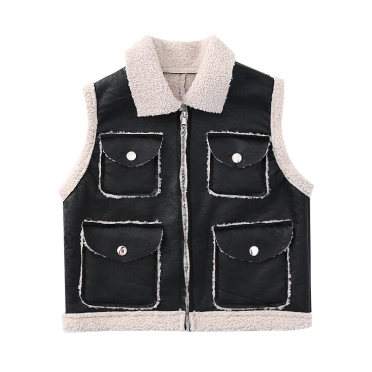 Girls Vest Autumn Winter Teenage Girls Black Pocke... – Grandado
