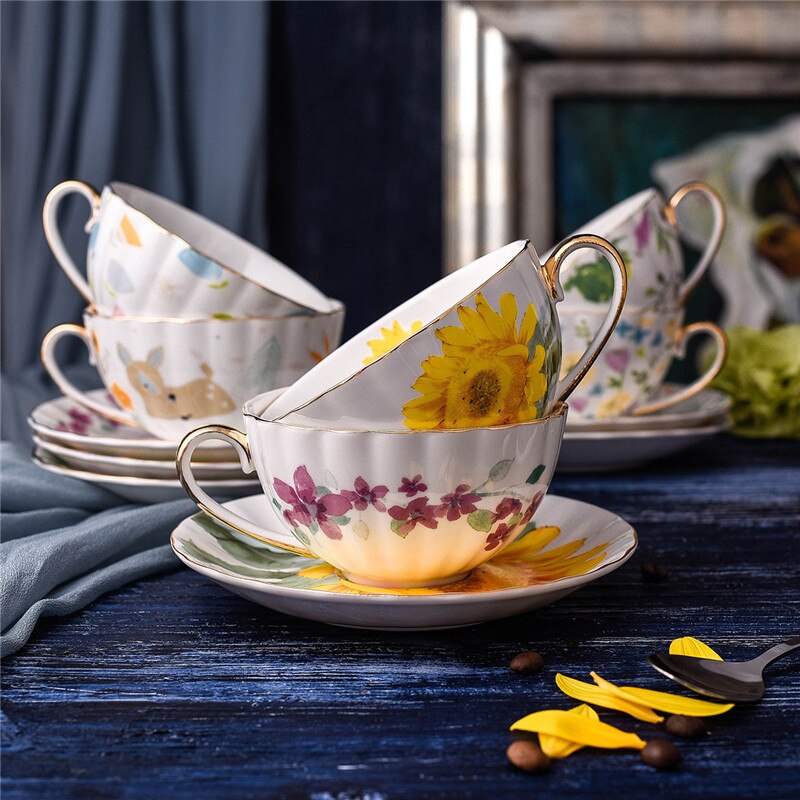 European Bone China Modern Coffee Cup with Saucer ... – Grandado