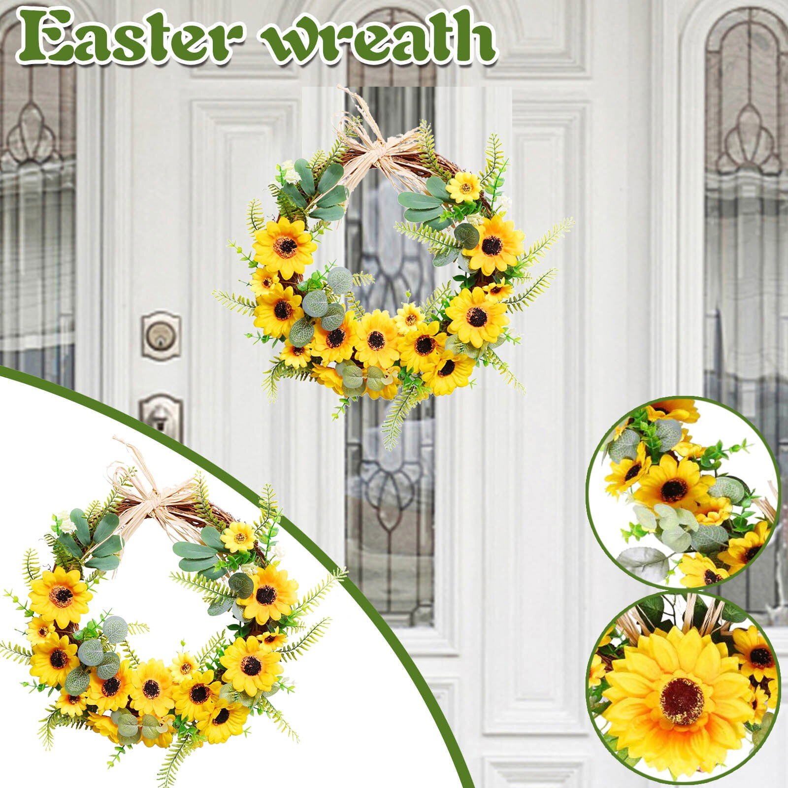 Easter Artificial Yellow Sunflower Wreath Decorati... – Grandado