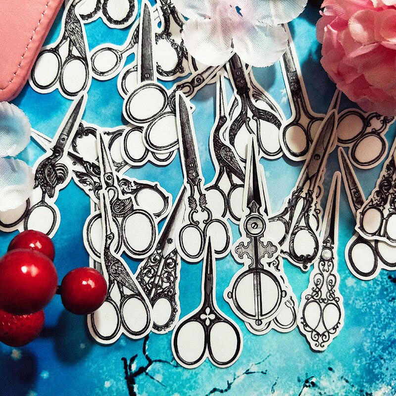 32Pcs Vintage Scissors Stickers DIY Scrapbooking A... – Grandado