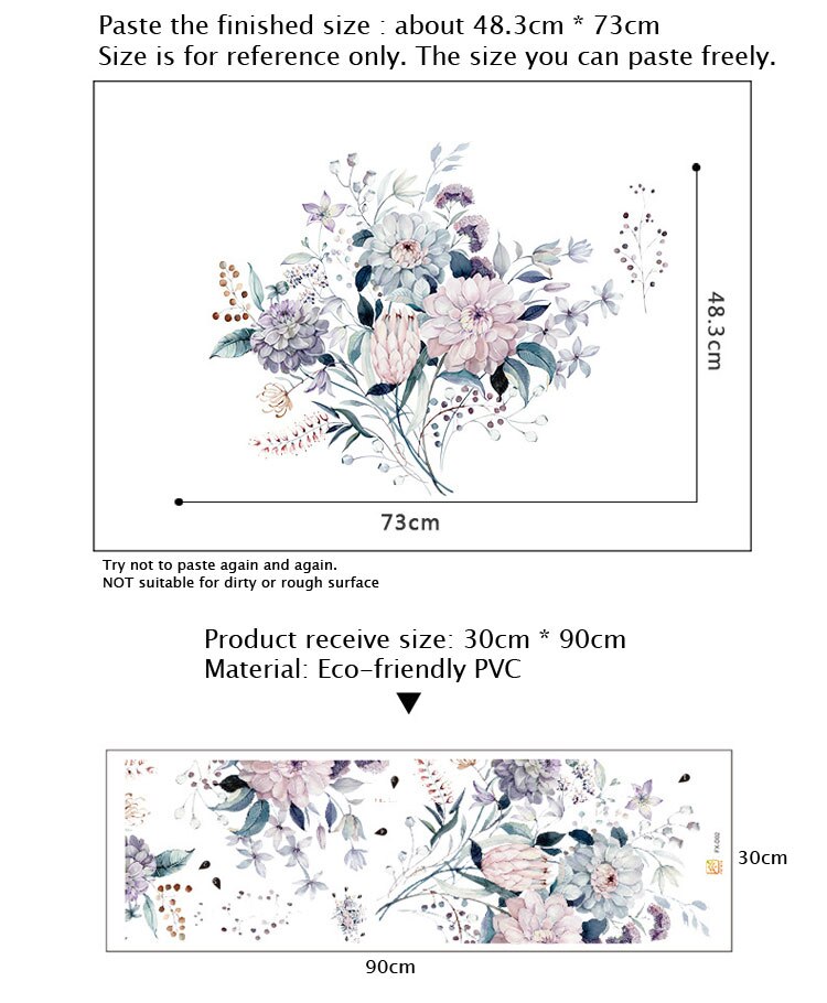 Romantic Flowers Wall Sticker Home Wall Decoration... – Grandado