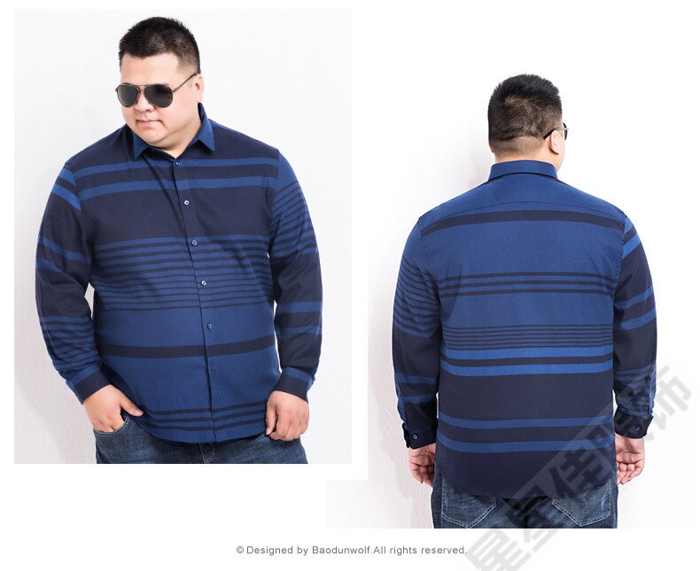 Plus size 8XL 6XL 5XL katoen gestreepte shirt here... – Grandado