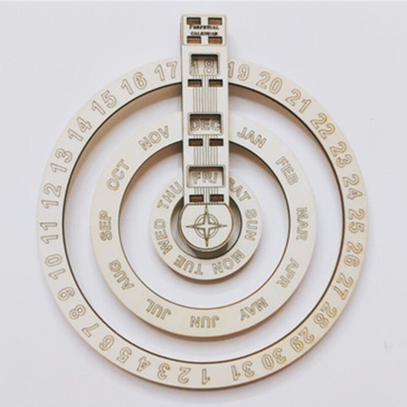 Wooden Perpetual Calendar Circular Wall Hanging Ca... – Grandado