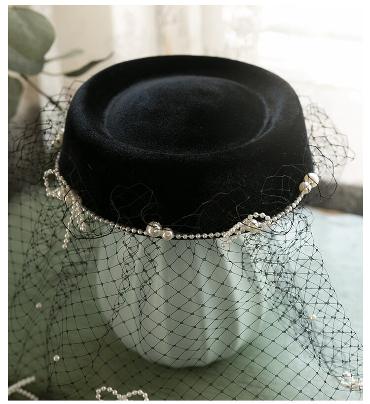 Black Pearl Fedoras Retro Wool Felt Hat Women Bere... – Vicedeal