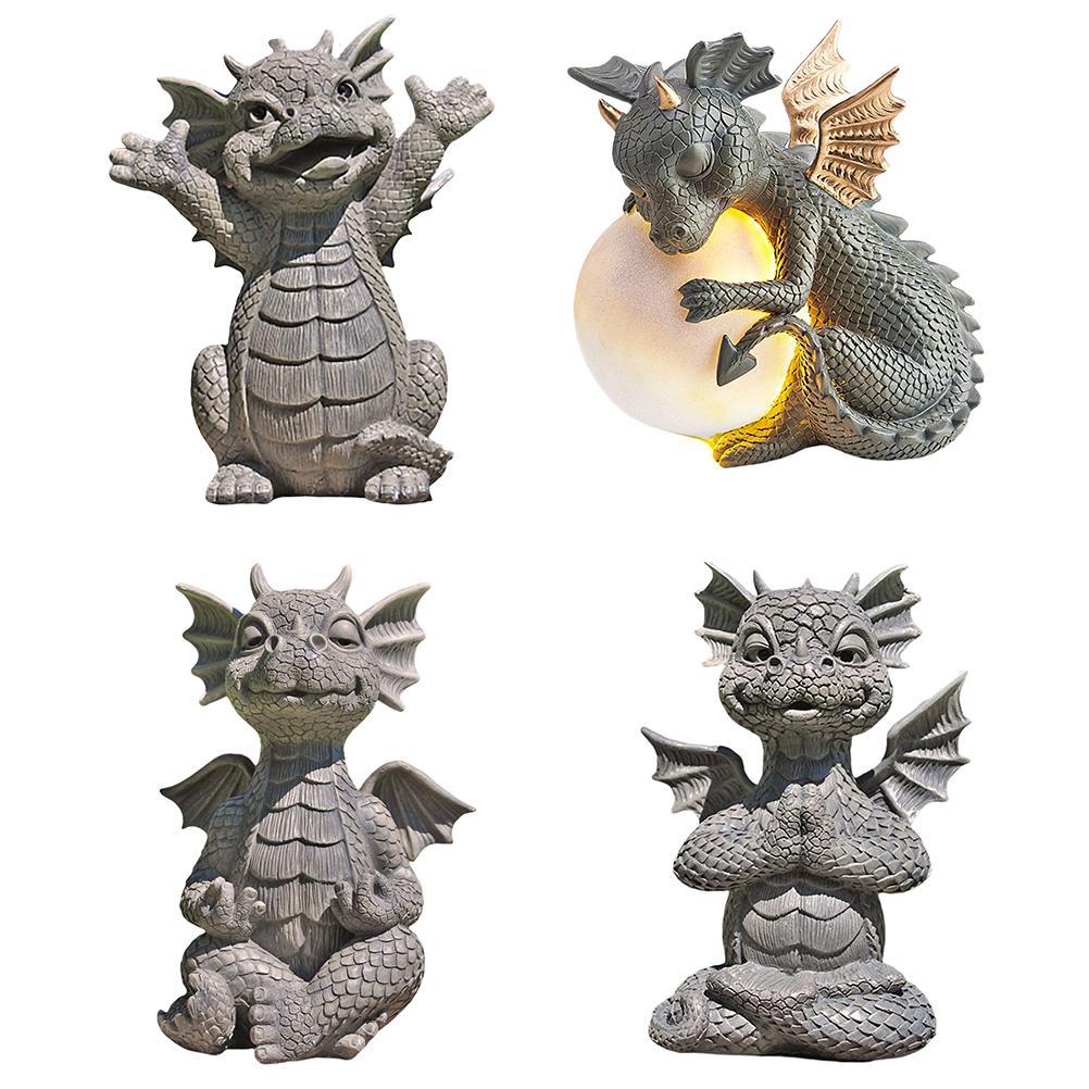 Resin Dragon Statue Zen Yoga Dragon Home Garden De... – Grandado