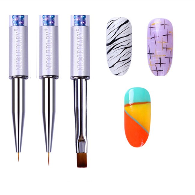 NICOLE DIARY 3 Pcs Nail Brush Set UV Gel Brush Lin... – Vicedeal