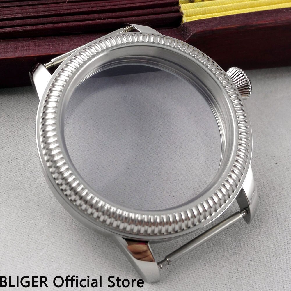 Classic 44MM Polished Stainless Steel Watch Case W... – Vicedeal