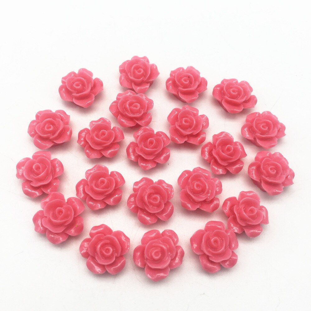 50 stuks 12mm Donker Roze Resin Rose Bloemen Plaks... – Vicedeal