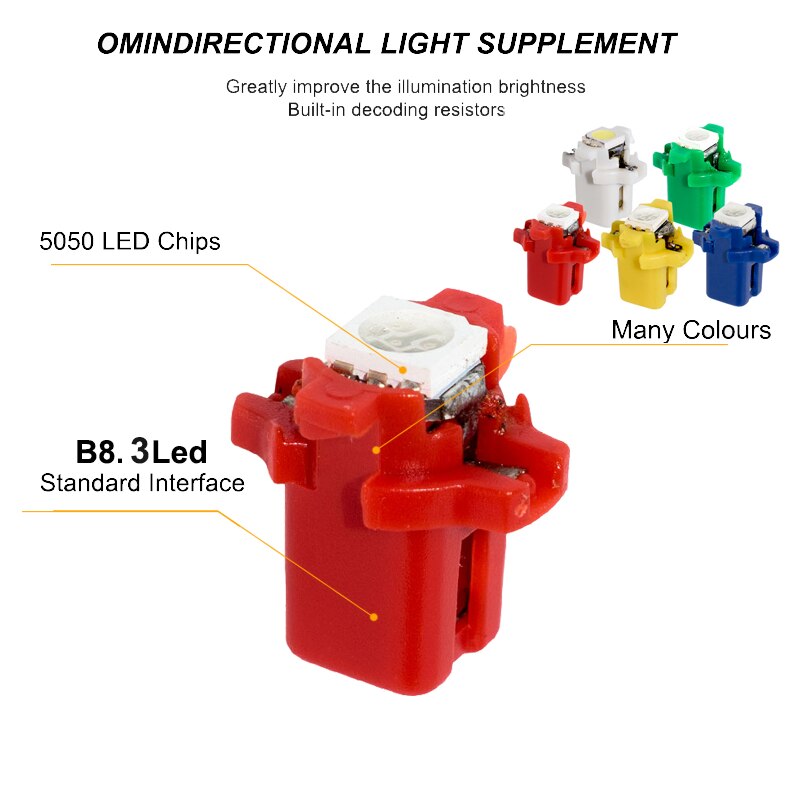 Nlpearl 10x Signaal Lamp B8.3 Led Auto Gloeilamp 1... – Grandado