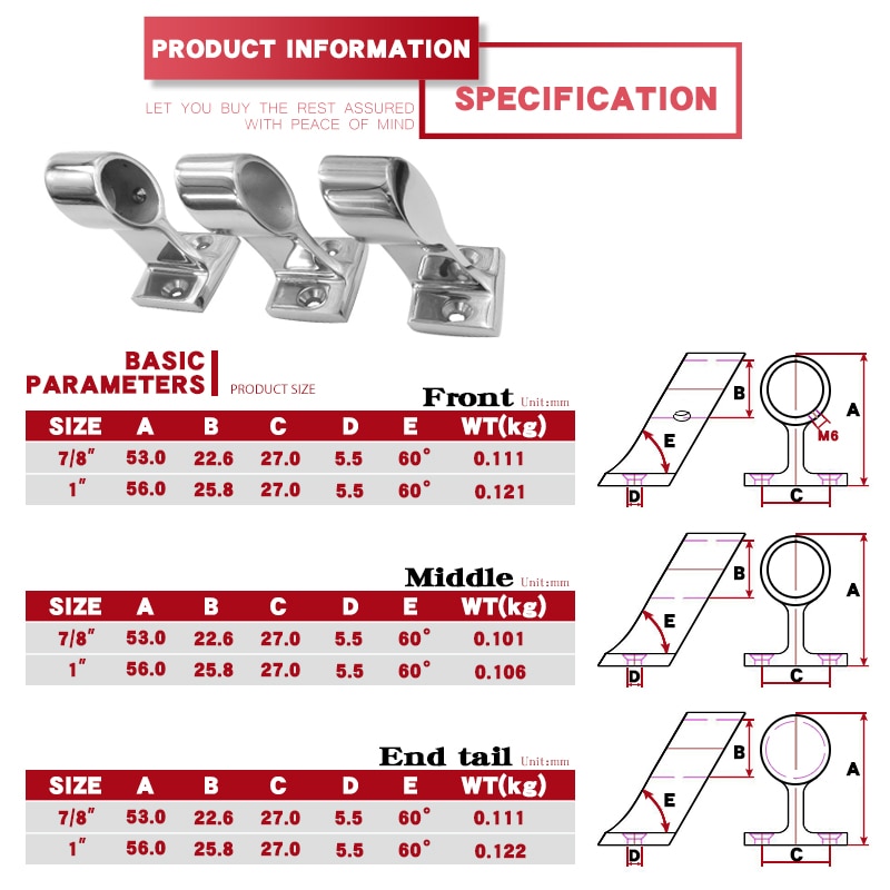 22/25mm Boat Hand Rail Fitting Marine Railing Supp... – Grandado