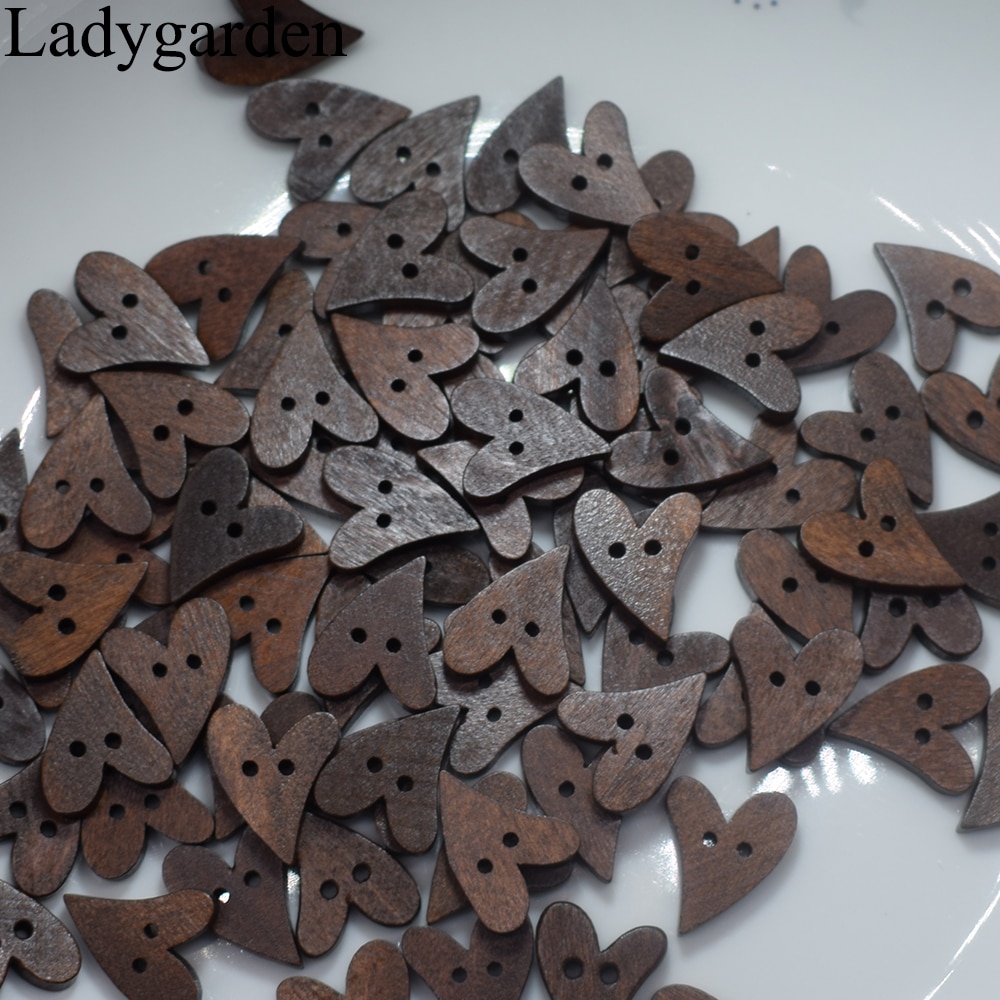 50PCS Heart Shape Brown Wood Buttons Wooden Sewing... – Vicedeal