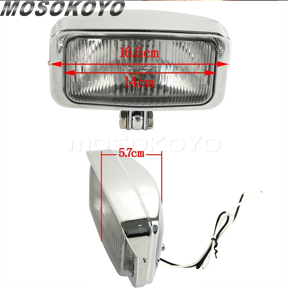 Chrome Universal Square Retro Motorcycle Headlamp ... – Grandado