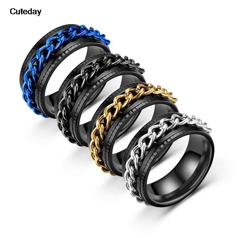 Cool Stainless Steel Rotatable Men Ring Spinner Ch... – Vicedeal