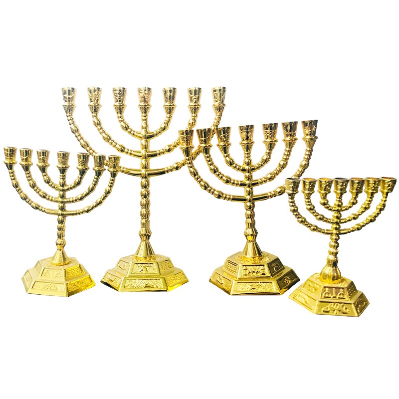Jewish 7 Branch Menorah Judaica 12 Tribes Candle H... – Grandado