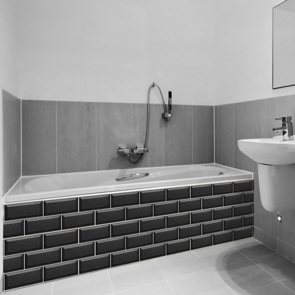 1 Set Rectangular Brick Wall Stickers Black Peel a... – Vicedeal