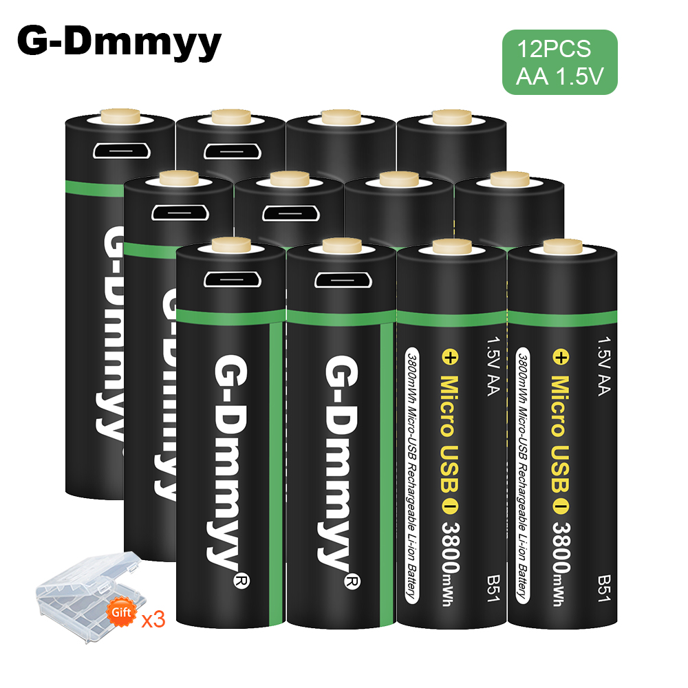 1.5V AA Rechargeable Battery 3800mWh USB Rechargea... – Grandado