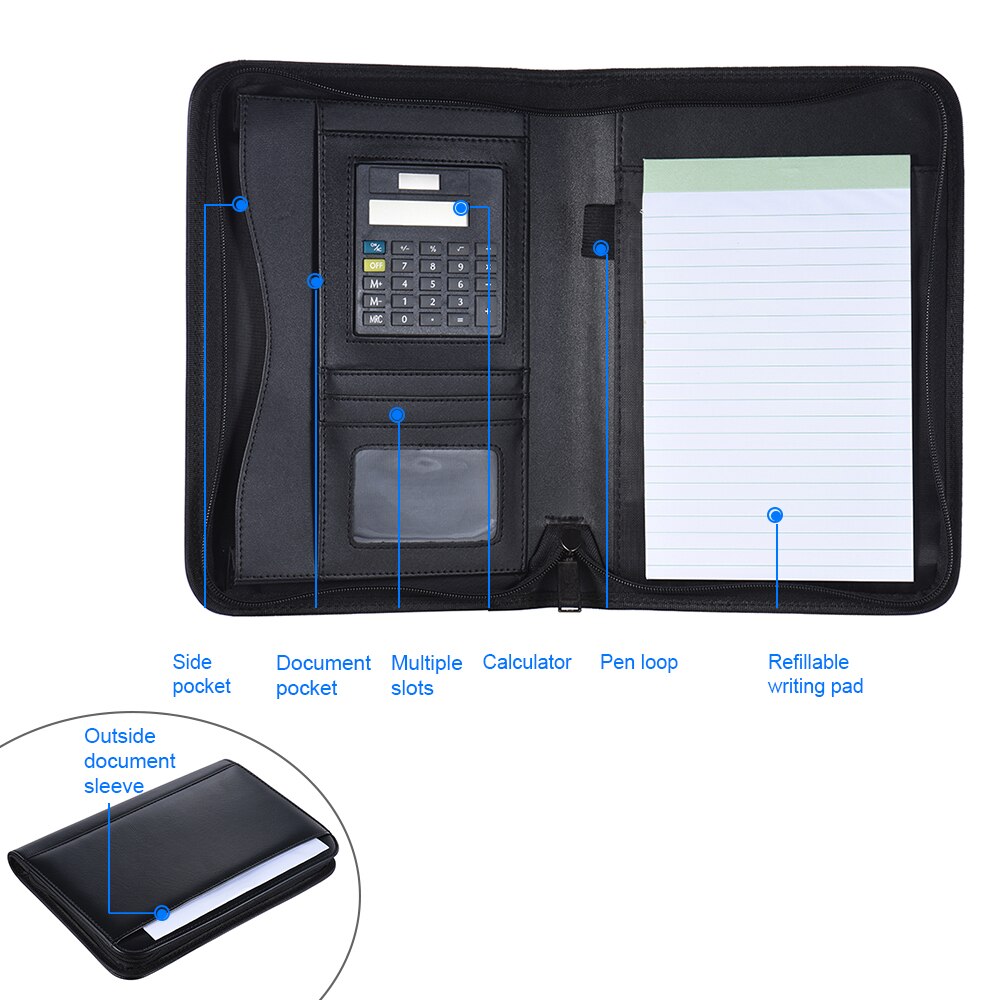 Padfolio PU Leather A5 Portable Business Portfolio... – Vicedeal