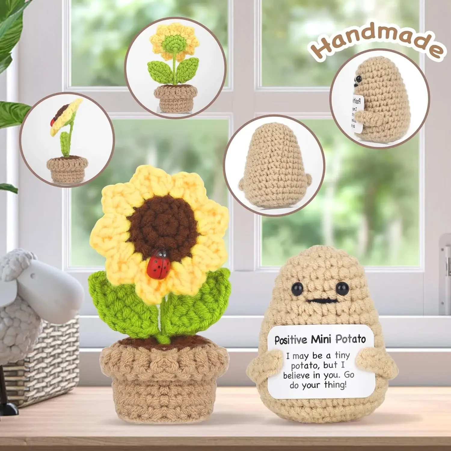Mini maceta de girasol positiva de 2 piezas, artes... – Grandado