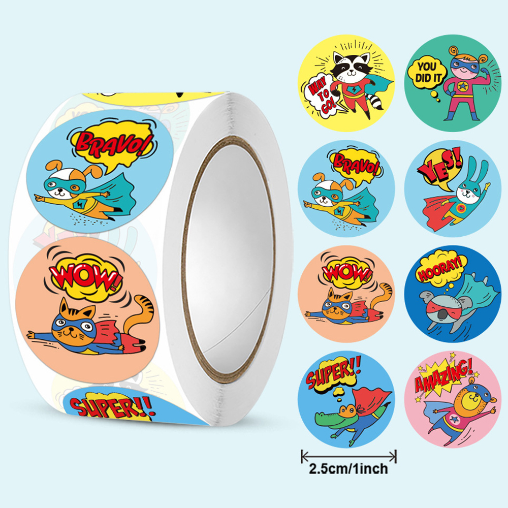 500pcs Cute Reward Stickers Roll with Word Motivat... – Grandado