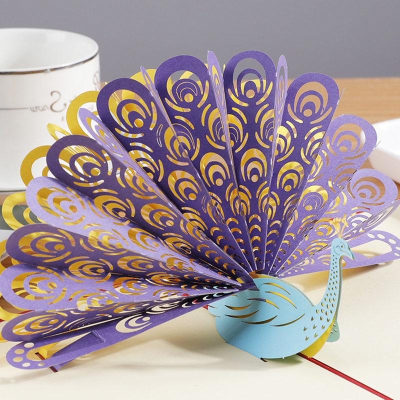 Peacock Pop Up Card Handmade 3D Popup Greeting Car... – Vicedeal