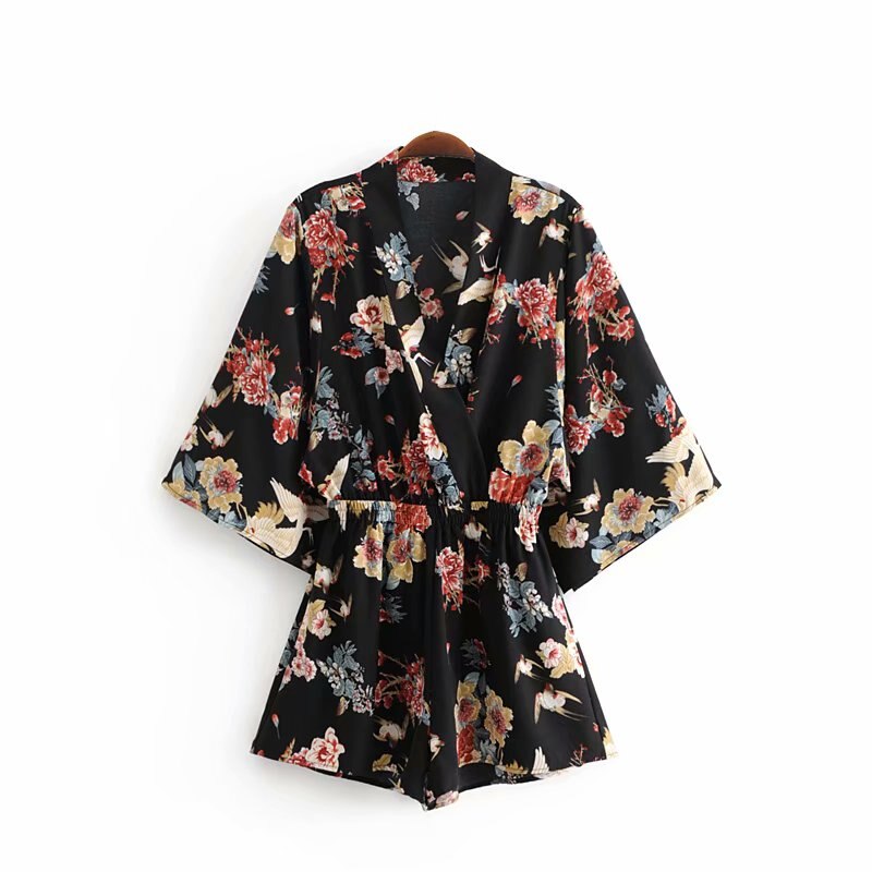 Boho Women Crane Floral print Bohemian Beach kimon... – Vicedeal