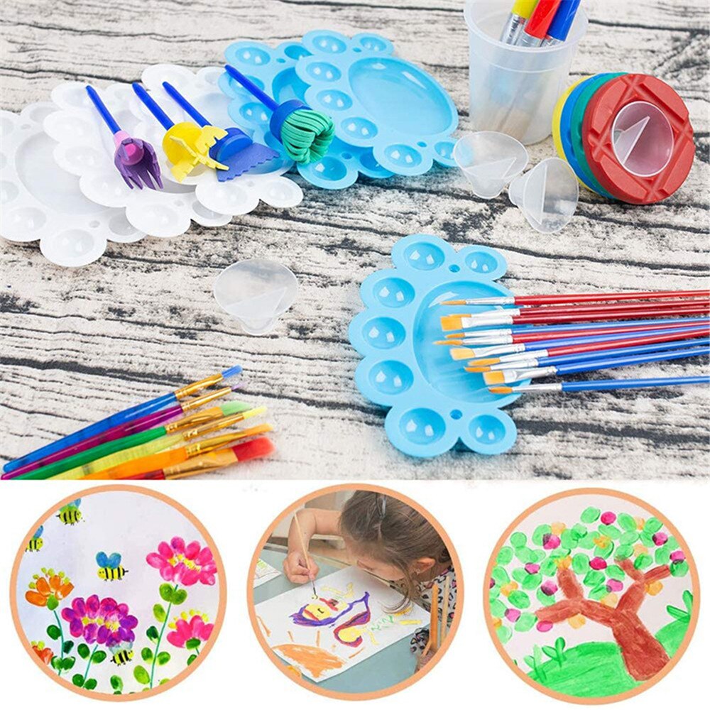 34pcs Kids Paint Supplies Paint Cups Palette Tray ... – Grandado