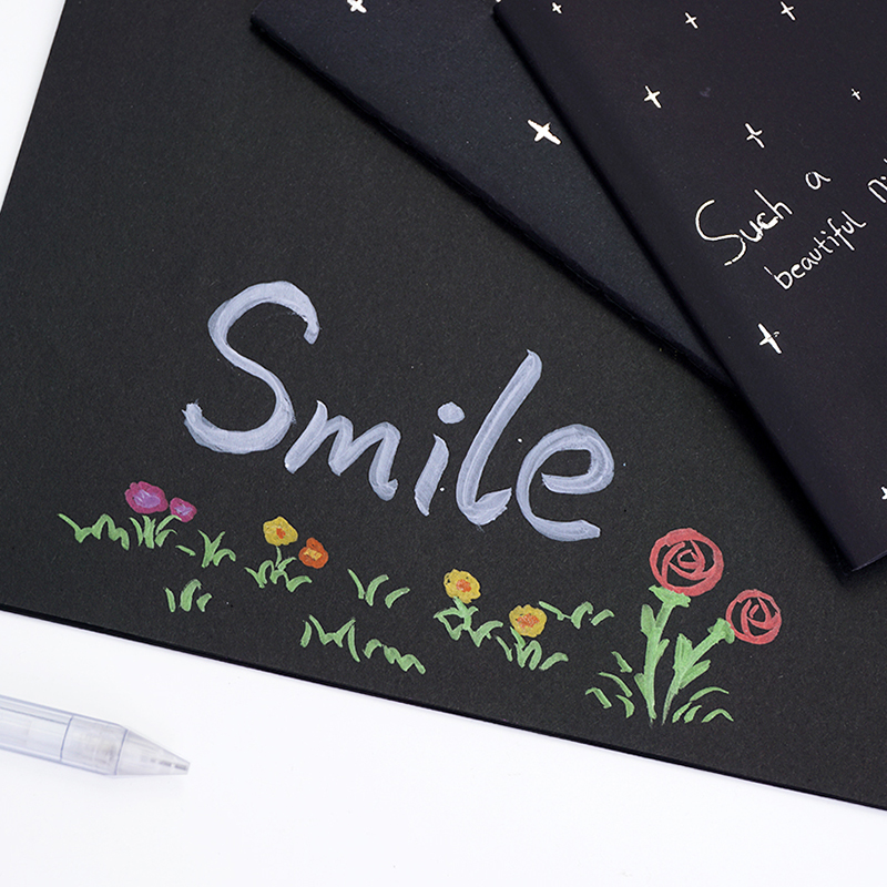 1 Notebook Diary Black Paper Notepad 56K Sketch Gr... – Grandado