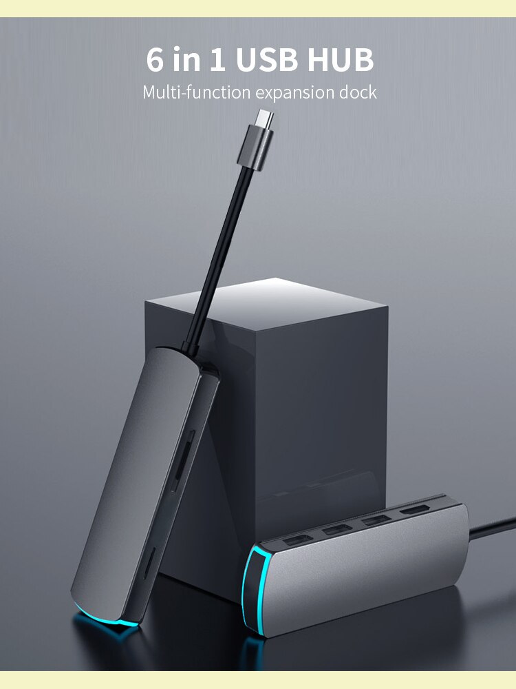 USB Hub 6 Ports USB 3.0 HDMI Adapter Type C Hubs f... – Vicedeal