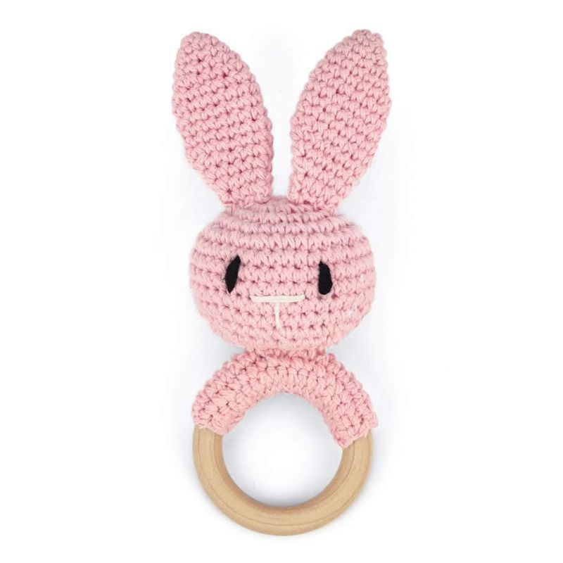 Baby Wooden Teether Ring DIY Crochet Bunny Rattle ... – Grandado