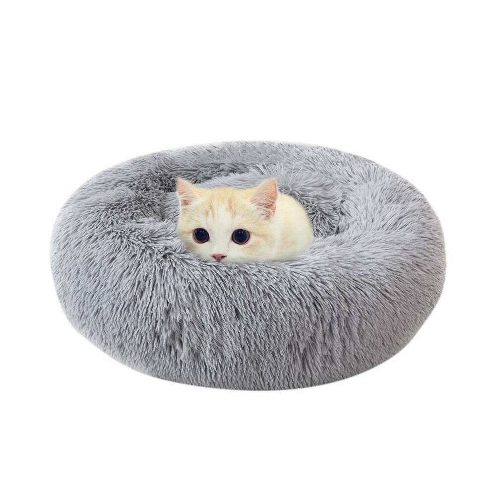 Soft Long Plush Cat Bed Round Plush Cat Bed Winter... – Vicedeal