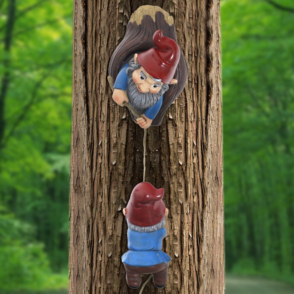 Fun Tree Climbing Garden Gnome Ornaments Tree Hugg... – Grandado