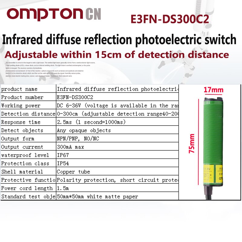 Photoelectric Sensors E3FN-DS300 C2 NPN NC Infrare... – Grandado