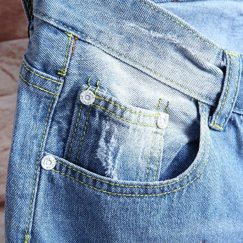 Men'S Stretch Short Jeans Ripped Casual Slim Fit E... – Vicedeal