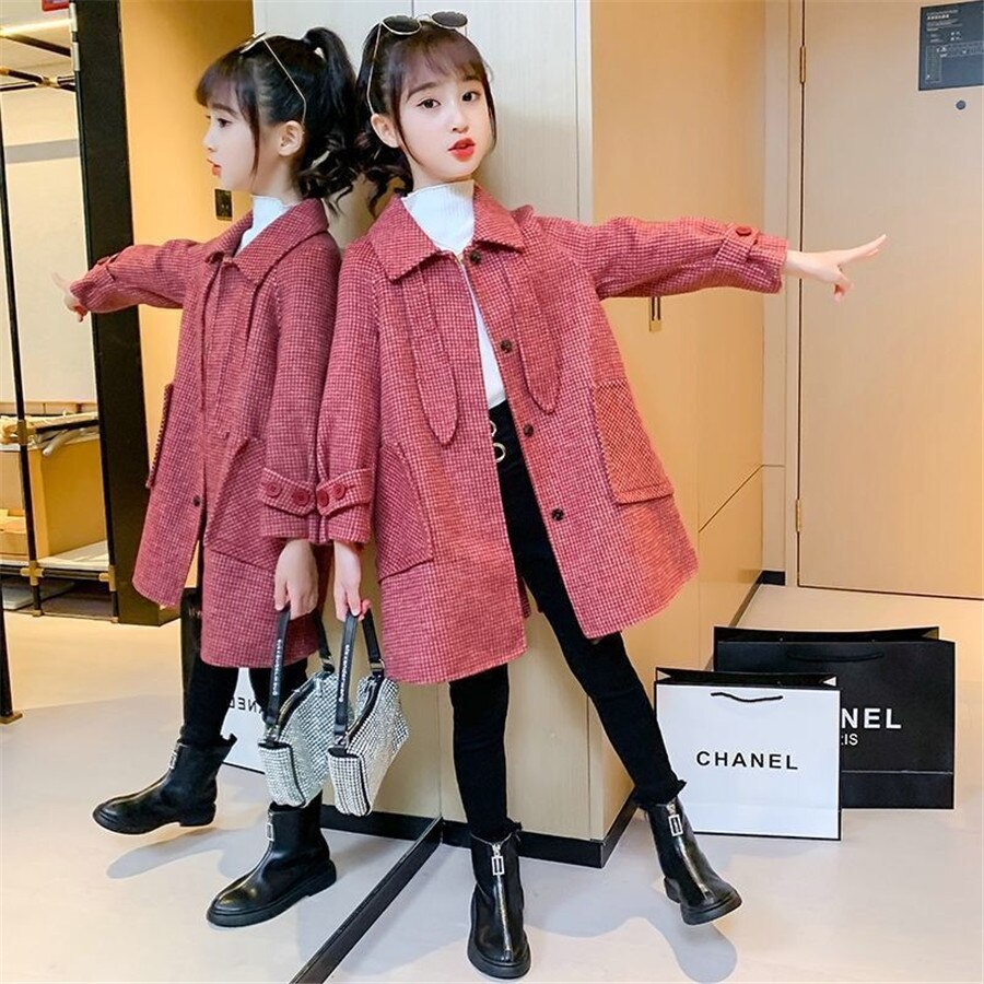 Autumn Trend Girls Blazer Kids Mid-length Lapel Co... – Grandado