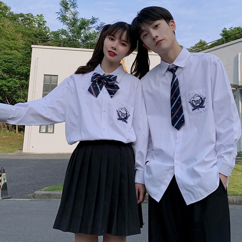 Dk Uniform Shirt Men Spring Summer Long Sleeve Whi... – Grandado