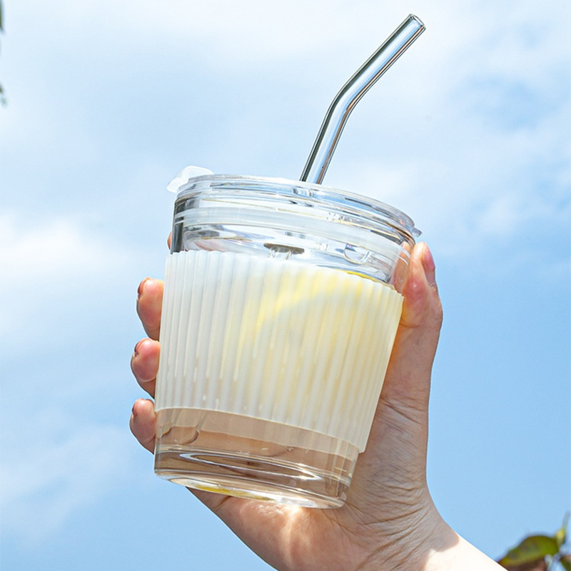 350/450ml Glass Straw Cup Portable Milk Coffee Tum... – Grandado