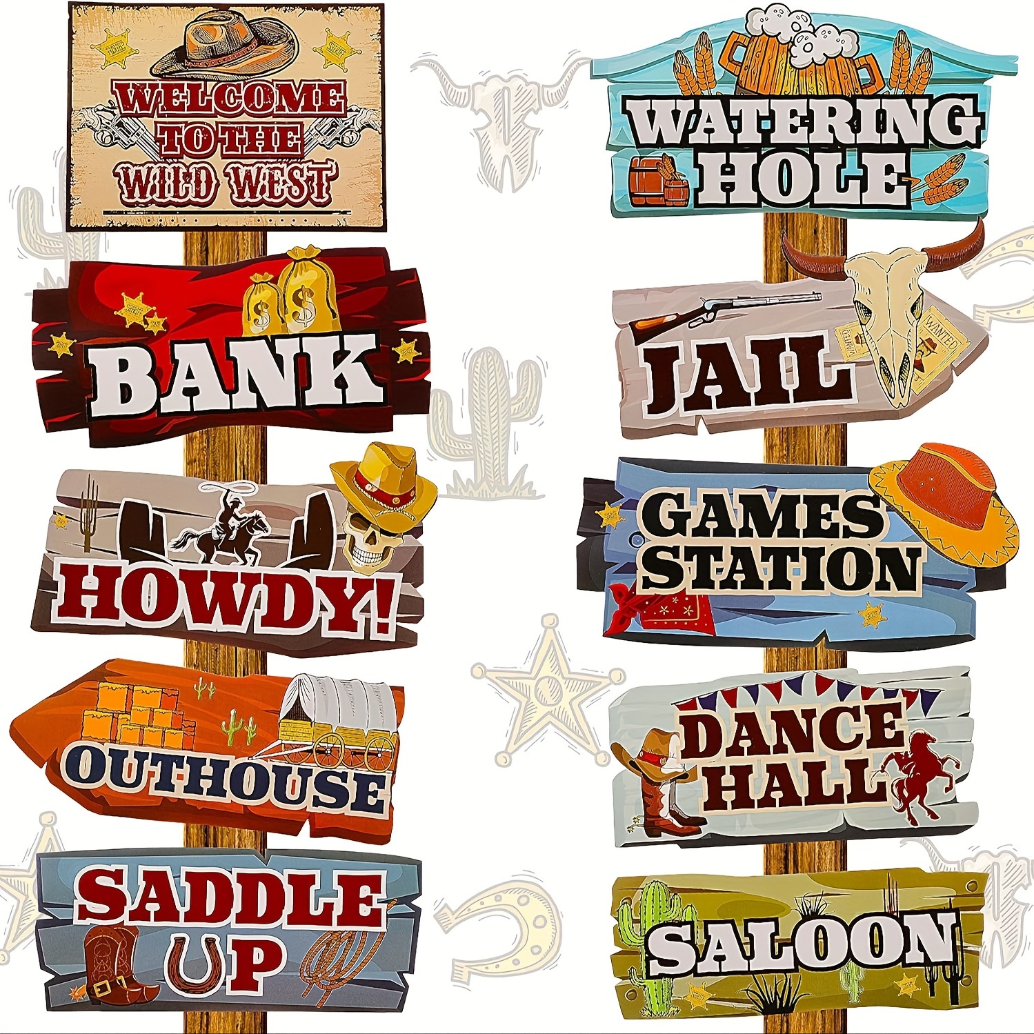 20 delar westernfest riktningsskylt western cowboy... – Vicedeal