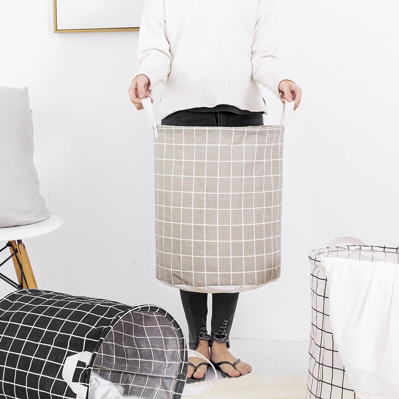 1pc Cotton Linen Collecting Bucket Hamper Washing ... – Vicedeal