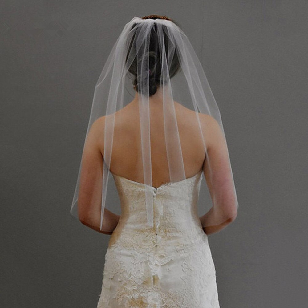 White/Ivory Wedding Veil Elbow length With Comb Cu... – Vicedeal