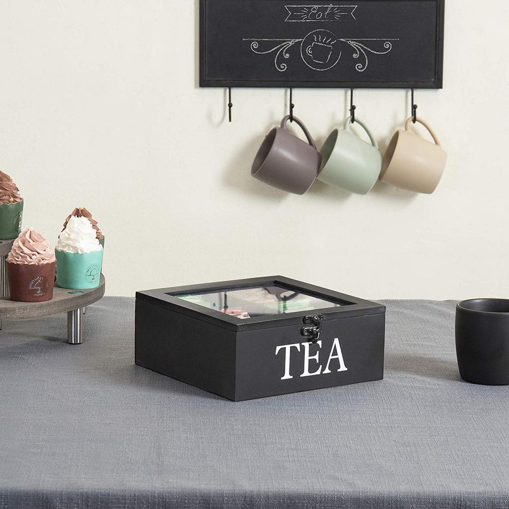 Natural Wooden Tea Box Tea Bag 6 Compartment Stora... – Grandado