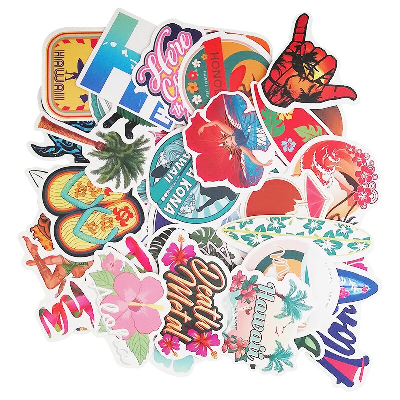 50Pcs Hawaii Tropische Strand Zomer Sticker Hibisc... – Vicedeal