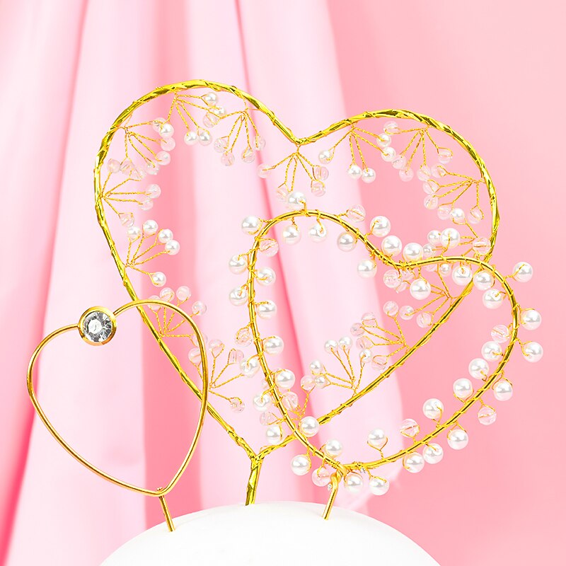 Cakelove 1Pcs Heart Gold Cupcakes Cake Toppers Baby Shower For Girl ...